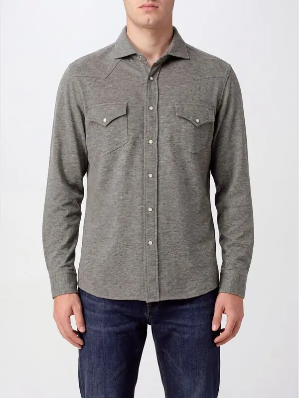 Brunello Cucinelli Cashmere Blend Knit Shirt With Patch Pockets