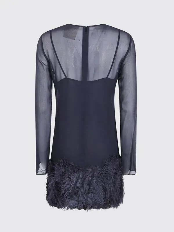 SEMICOUTURE Feather Embellished Sheath Mini Dress