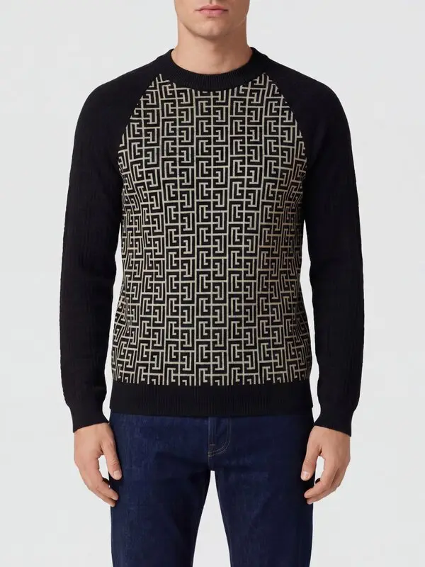 Balmain Slim Fit Crewneck Jumper With Geometric Print