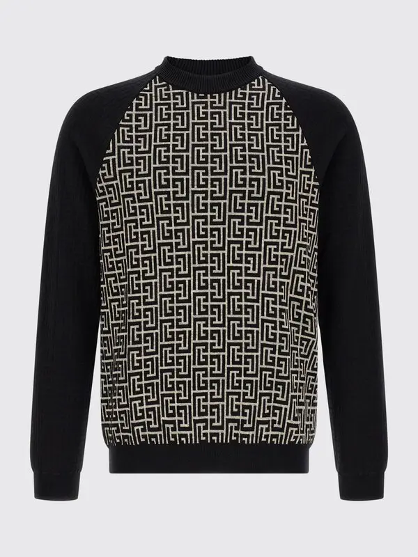Balmain Slim Fit Crewneck Jumper With Geometric Print