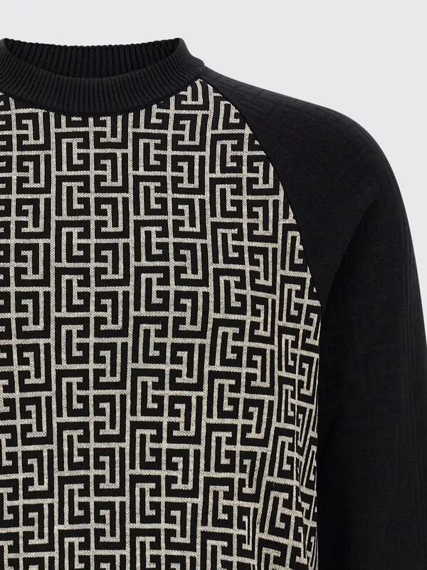 Balmain Slim Fit Crewneck Jumper With Geometric Print