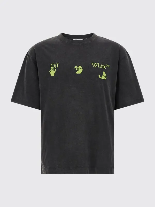Off-White Short-sleeved Cotton T-shirt With Contrast Logo Print