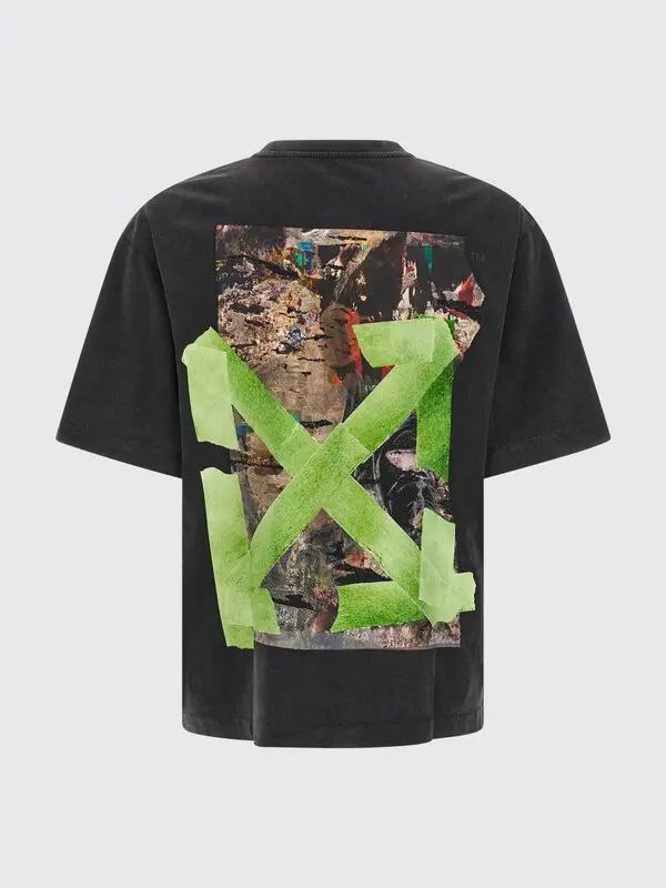Off-White Short-sleeved Cotton T-shirt With Contrast Logo Print