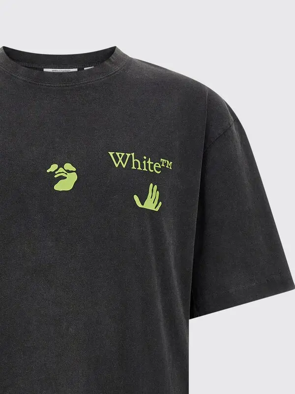 Off-White Short-sleeved Cotton T-shirt With Contrast Logo Print