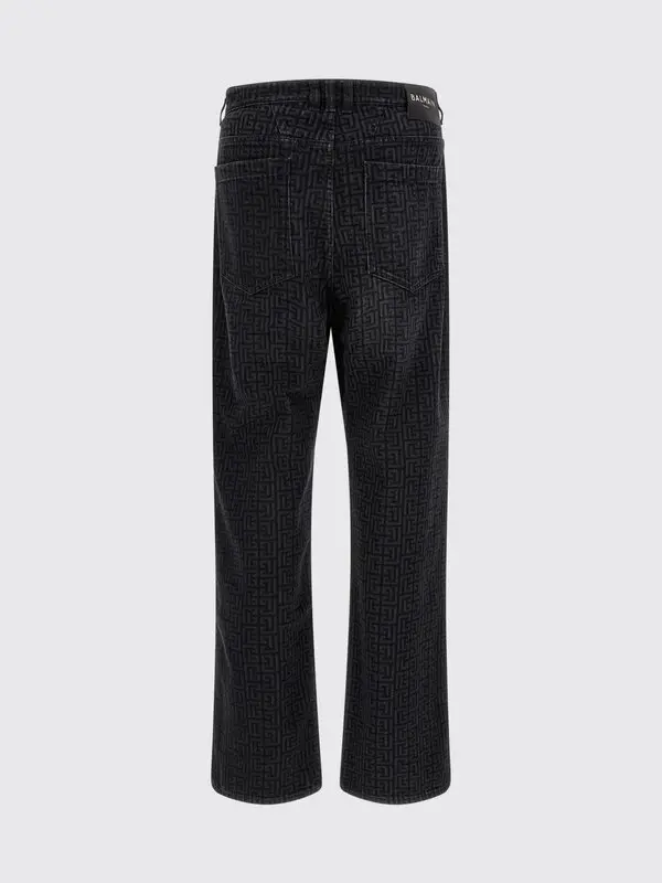 Balmain Straight Fit Pb Monogram Jacquard Denim Jeans