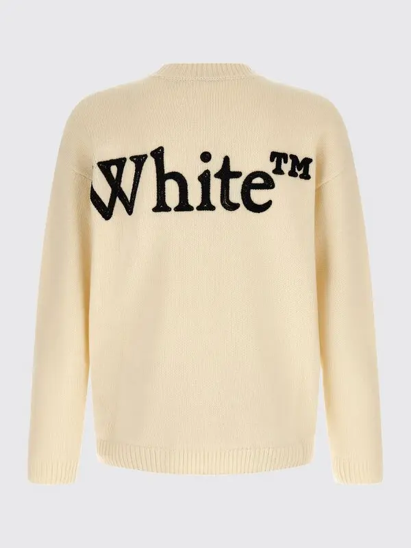 Off-White Jacquard Logo Wool Blend Crewneck Jumper With Dropped Shoulders