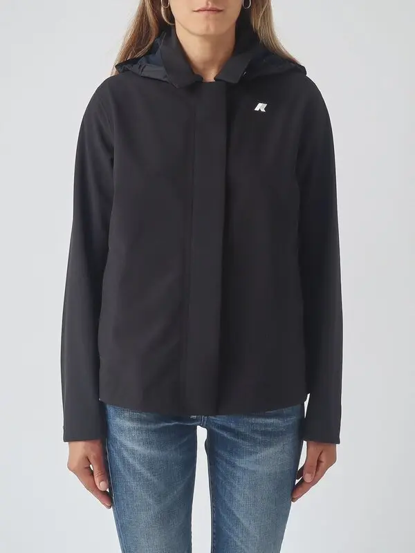 K-WAY Bleizou Hooded Waterproof Nylon Jacket With Contrast Logo Detail - Black