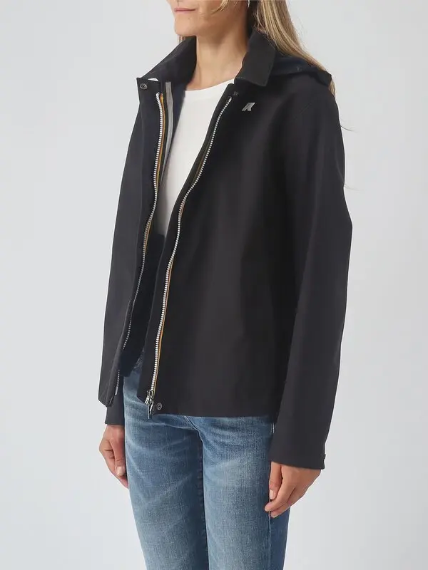 K-WAY Bleizou Hooded Waterproof Nylon Jacket With Contrast Logo Detail - Black