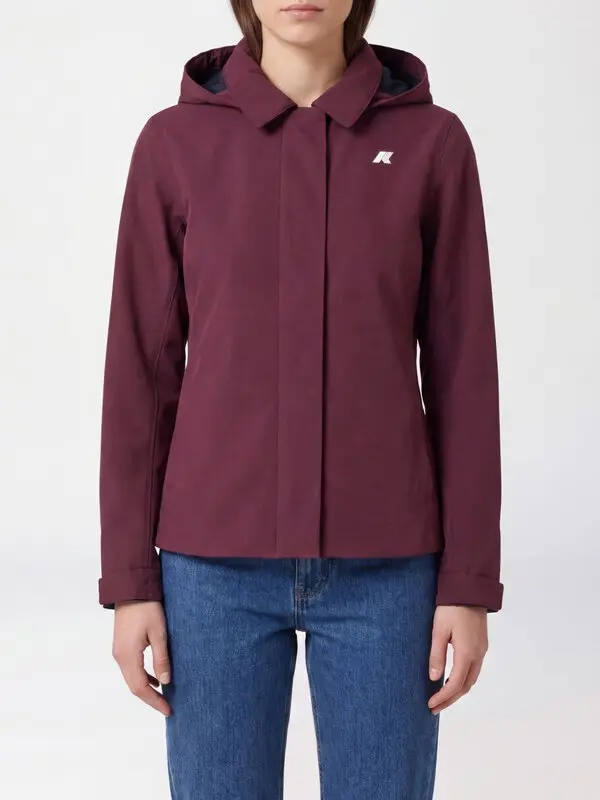 K-WAY Bleizou Hooded Waterproof Nylon Jacket With Contrast Logo Detail - Wine