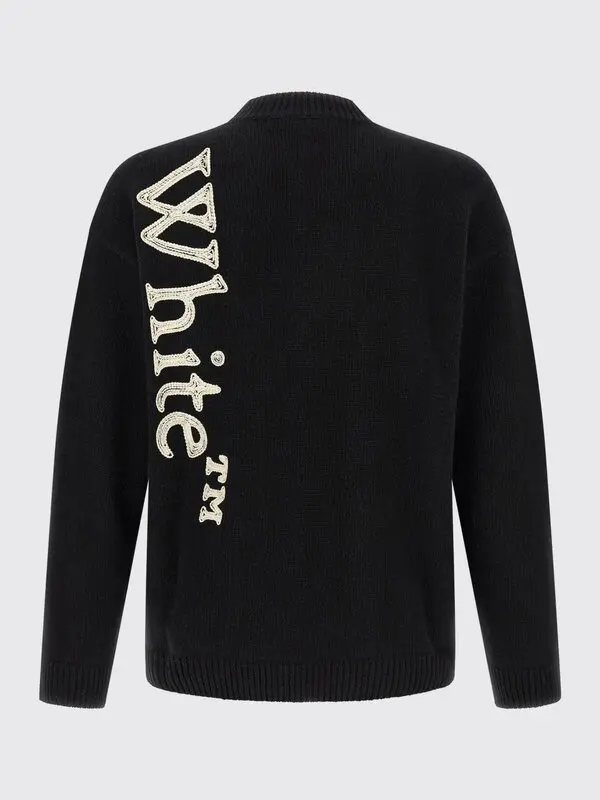 Off-White Jacquard Logo Wool Blend Crewneck Jumper With Dropped Shoulders