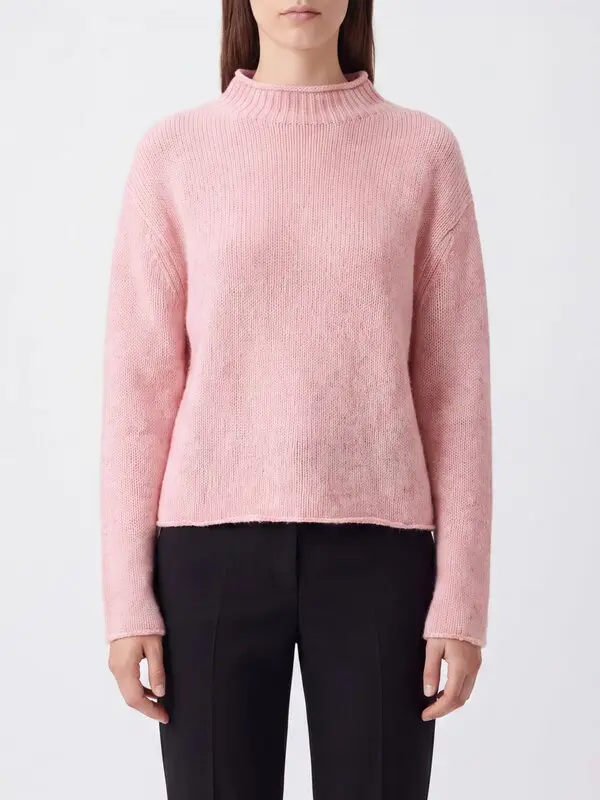LISA YANG 100% Cashmere Turtleneck Jumper With Long Sleeves And Ribbed Trims - Pink