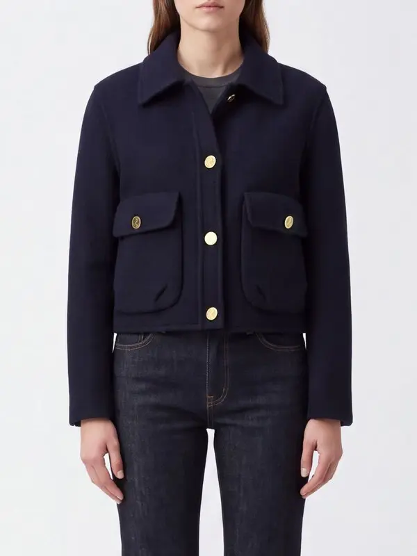 Thom Browne Single-breasted Short Coat In Virgin Wool - Navy