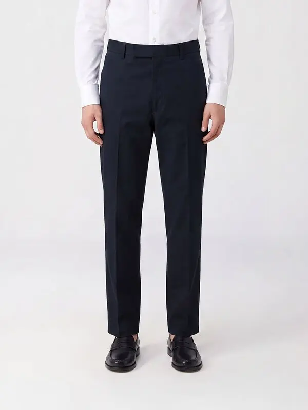 Thom Browne Slim Fit Cotton Tailored Trousers With Mid-rise Waist