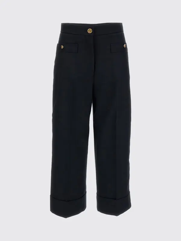 Thom Browne High-waisted Wide-leg Cropped Trousers In Virgin Wool