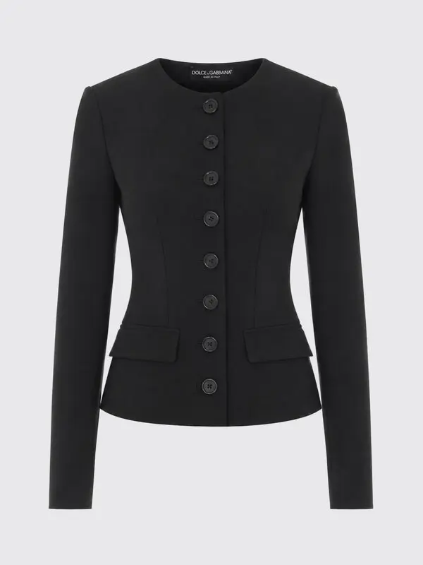 Dolce & Gabbana Slim Fit Wool Crew Neck Blazer