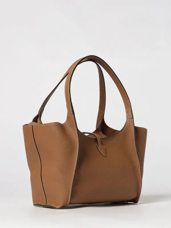 TOD'S Silver Tone T Buckle Shoulder Bag - Brown