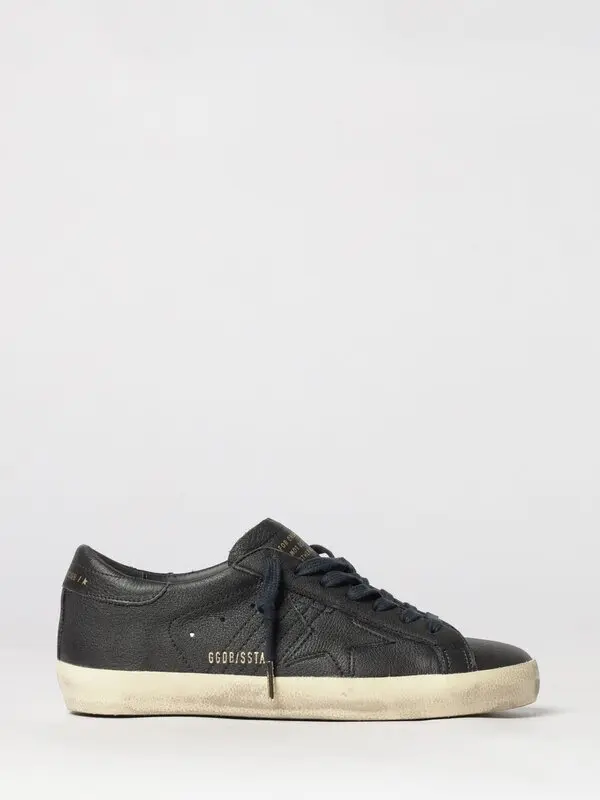 GOLDEN GOOSE Super-star Cow Leather Sneakers With Distressed Finish - Navy