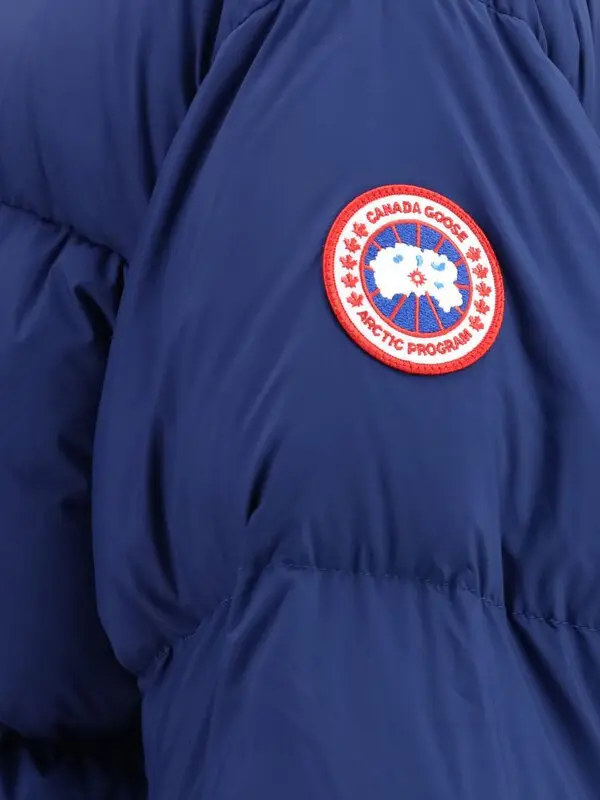 Canada Goose Quilted Down Jacket With Logo Patch - Navy