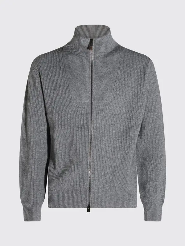 Canali Wool And Cashmere Turtleneck Zip Cardigan