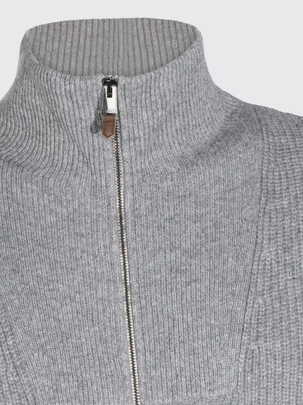 Canali Wool And Cashmere Turtleneck Zip Cardigan