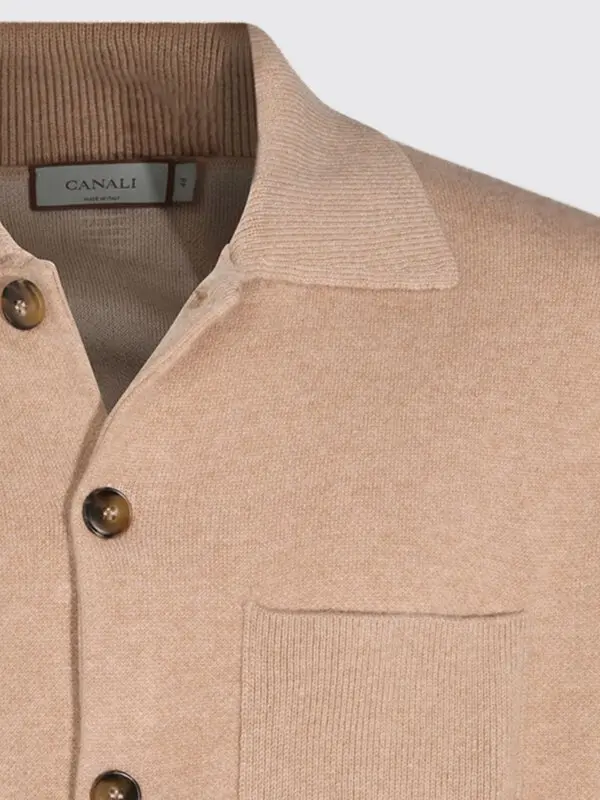 Canali Wool, Cotton And Cashmere Blend Long-sleeve Polo Shirt
