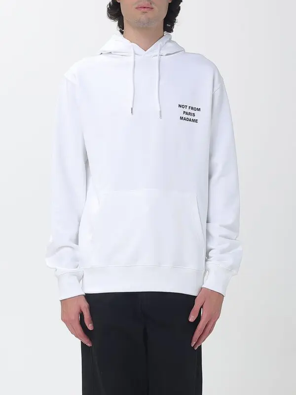 Drole De Monsieur Cotton Hoodie With Slogan Print - White