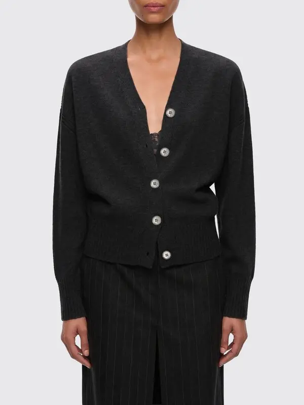 Pinko V-neck Wool And Cashmere Blend Cardigan With Button Closure - Black