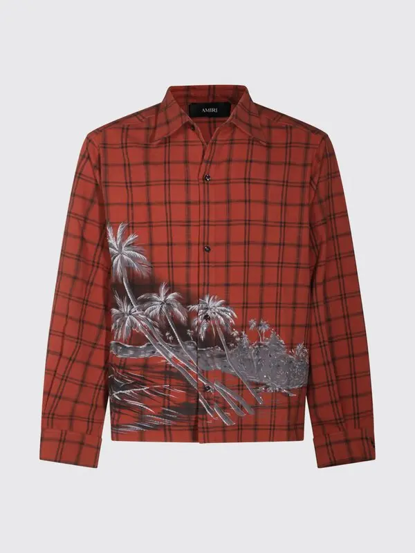 Amiri Long-sleeved Check And Floral Print Cotton Shirt
