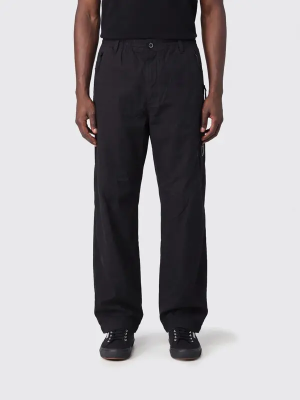 C.P. COMPANY Slim Fit Cotton Trousers With Elasticated Waist And Zip Pockets - Black