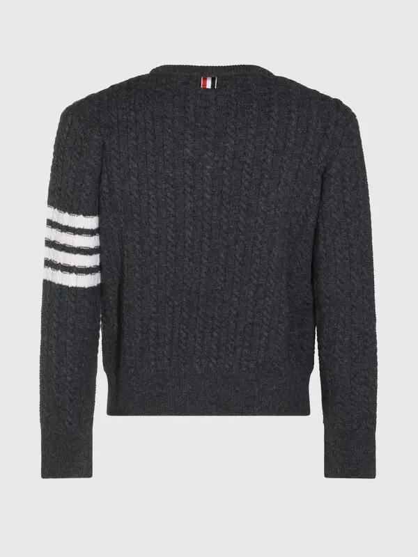Thom Browne Slim Fit Virgin Wool V-neck Jumper With Iconic 4-bar Stripe