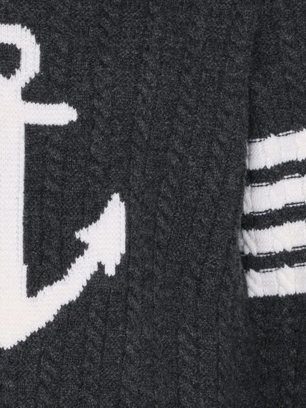Thom Browne Slim Fit Virgin Wool V-neck Jumper With Iconic 4-bar Stripe