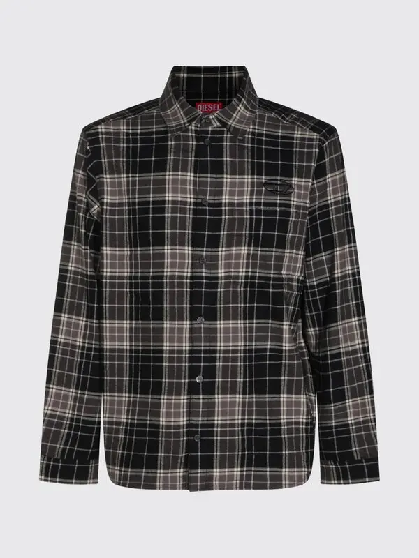 DIESEL® Check Cotton Shirt With Embroidered Oval D Logo