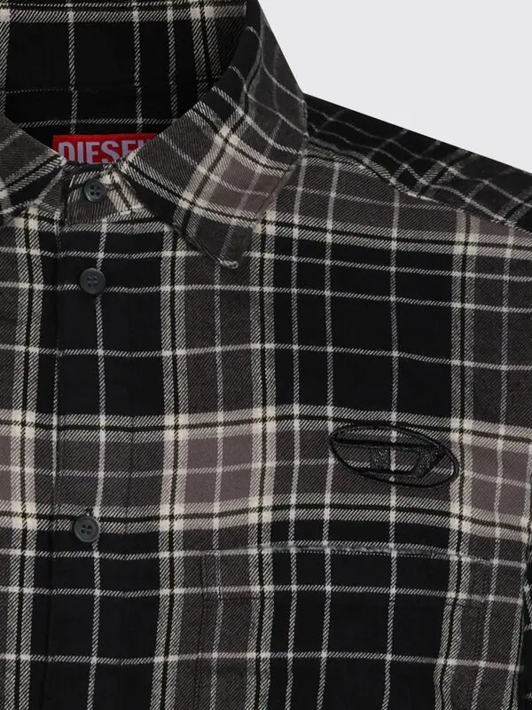 DIESEL® Check Cotton Shirt With Embroidered Oval D Logo