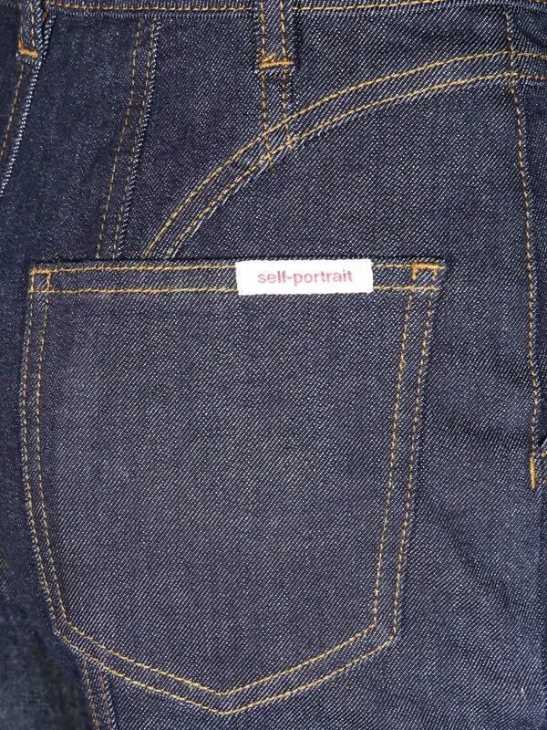 SELF-PORTRAIT High-waisted Flared Jeans In Stretch Cotton Denim