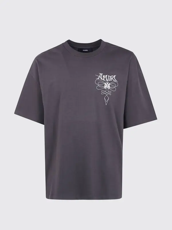 Amiri Short-sleeved Cotton T-shirt With Logo Print - Grey