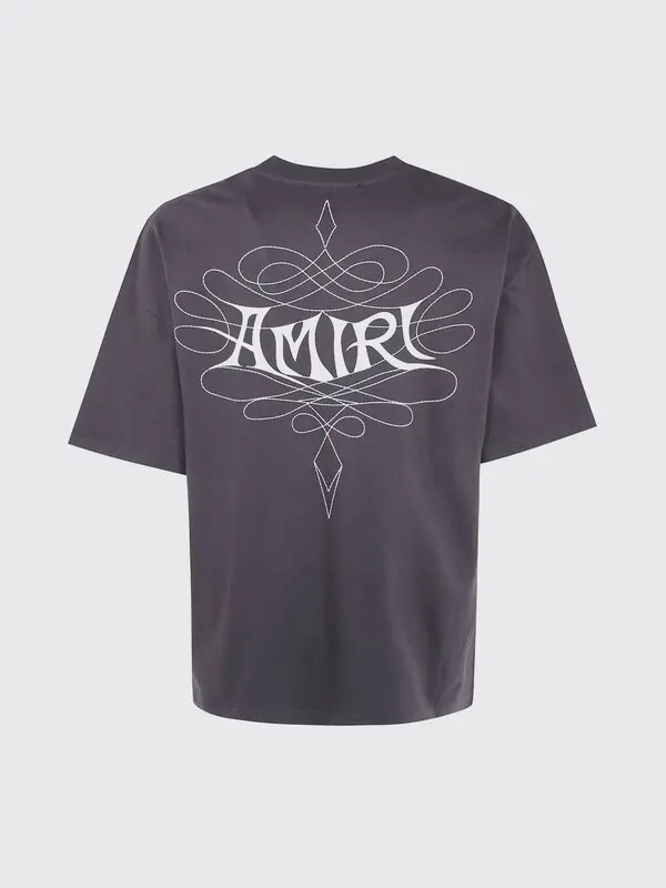 Amiri Short-sleeved Cotton T-shirt With Logo Print - Grey