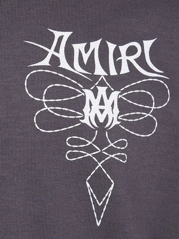 Amiri Short-sleeved Cotton T-shirt With Logo Print - Grey