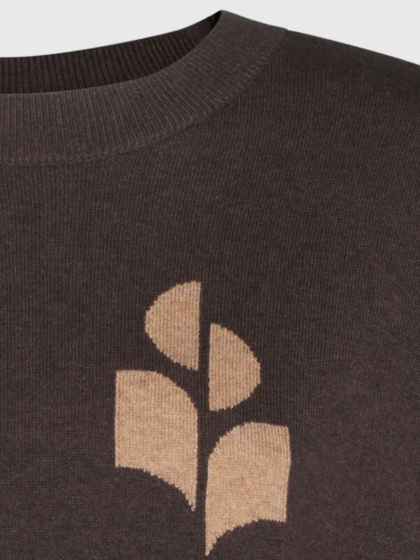 Isabel Marant Étoile Contrast Logo Cotton And Wool Crewneck Jumper - Cocoa