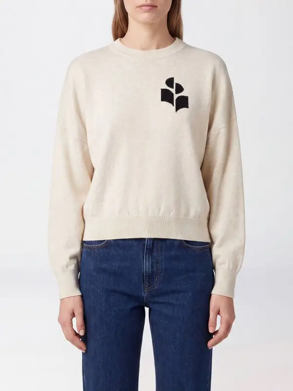 Isabel Marant Étoile Contrast Logo Cotton And Wool Crewneck Jumper - Grey
