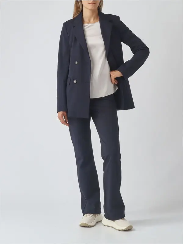 Max Mara High-waisted Skinny Stretch Jersey Trousers With Side Zip - Navy