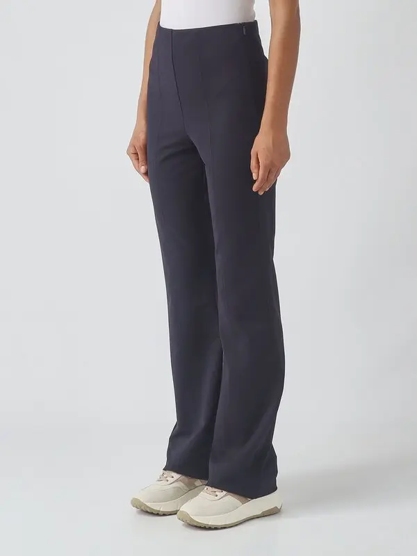 Max Mara High-waisted Skinny Stretch Jersey Trousers With Side Zip - Navy