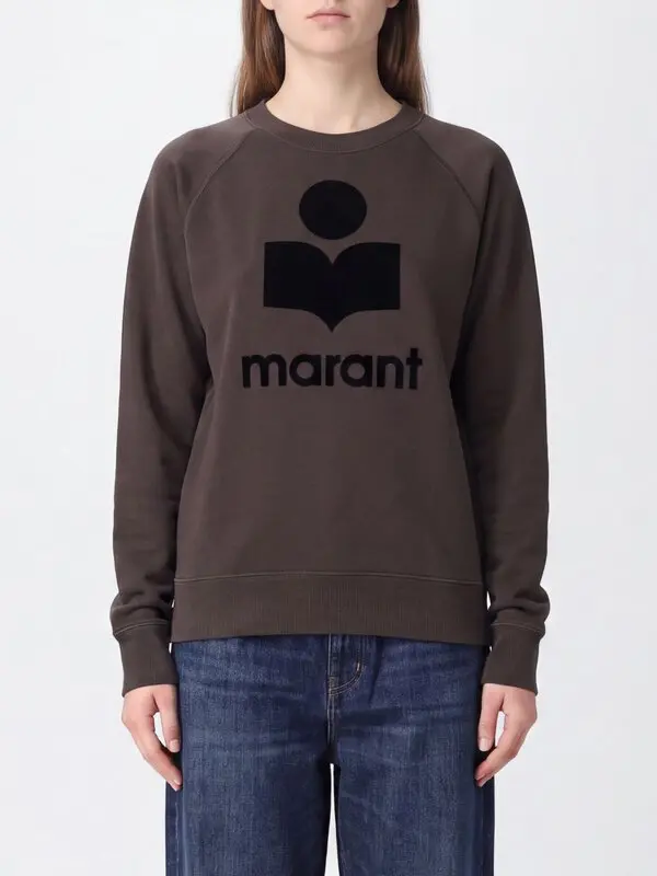 Isabel Marant Étoile Cotton-blend Crewneck Sweatshirt With Flocked Logo - Black