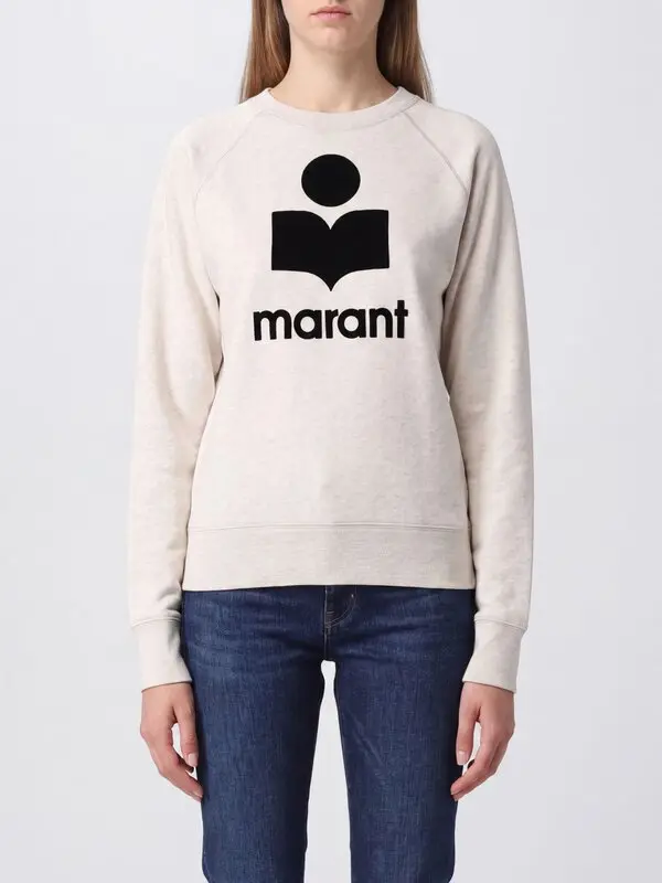 Isabel Marant Étoile Cotton-blend Crewneck Sweatshirt With Flocked Logo - Ecru