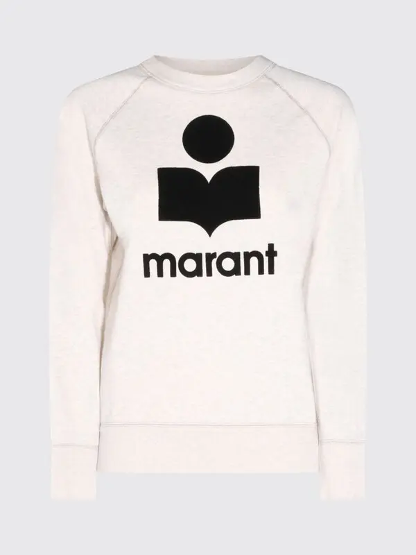 Isabel Marant Étoile Cotton-blend Crewneck Sweatshirt With Flocked Logo - Ecru