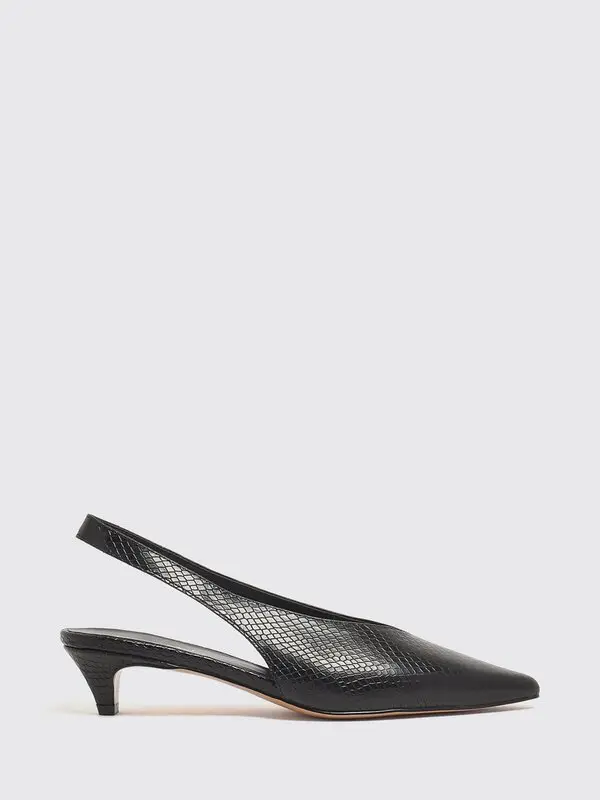 TWINSET Sheepskin Slingbacks With Python Print And Low Stiletto Heel