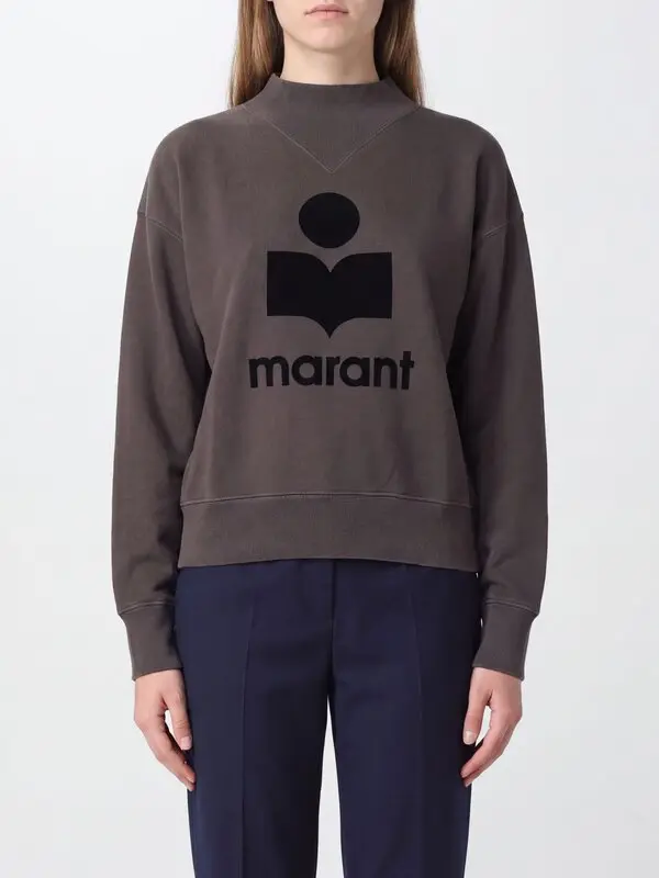Isabel Marant Étoile Flocked Logo Cotton-blend Crewneck Sweatshirt - Black