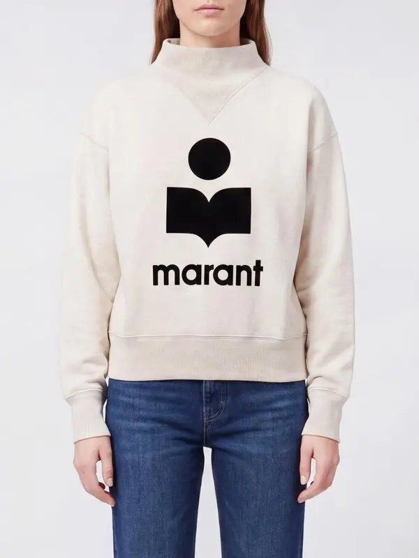 Isabel Marant Étoile Flocked Logo Cotton-blend Crewneck Sweatshirt - Ecru