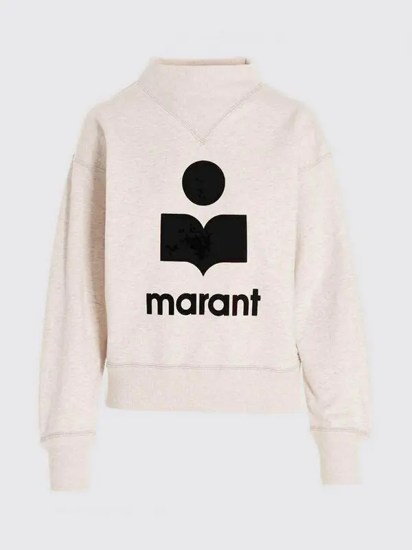 Isabel Marant Étoile Flocked Logo Cotton-blend Crewneck Sweatshirt - Ecru