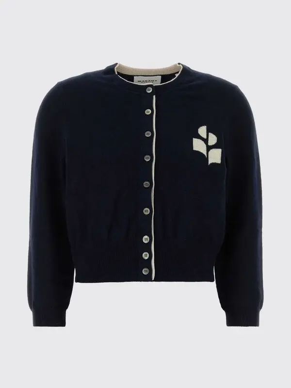 Isabel Marant Étoile Cotton And Wool Crewneck Cardigan With Contrast Logo