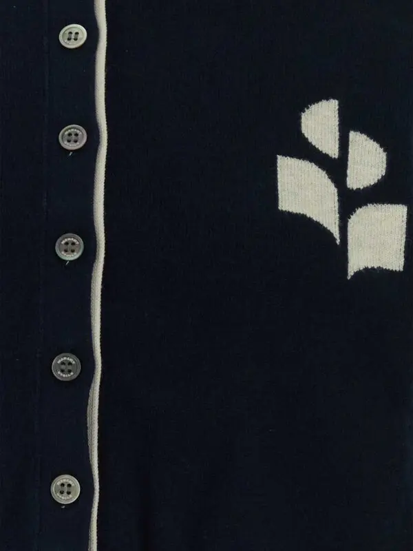 Isabel Marant Étoile Cotton And Wool Crewneck Cardigan With Contrast Logo
